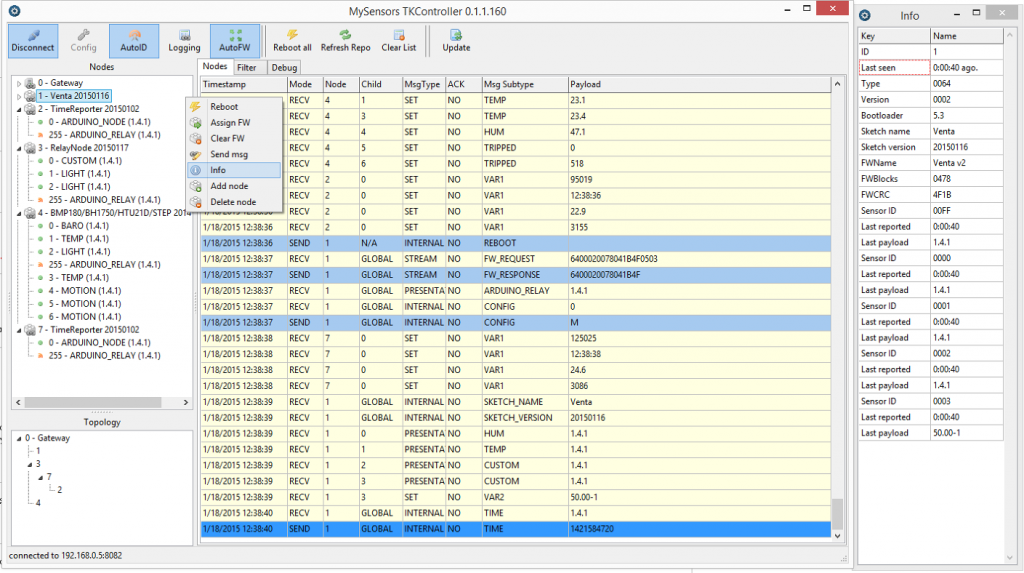 MYSController - MySensors